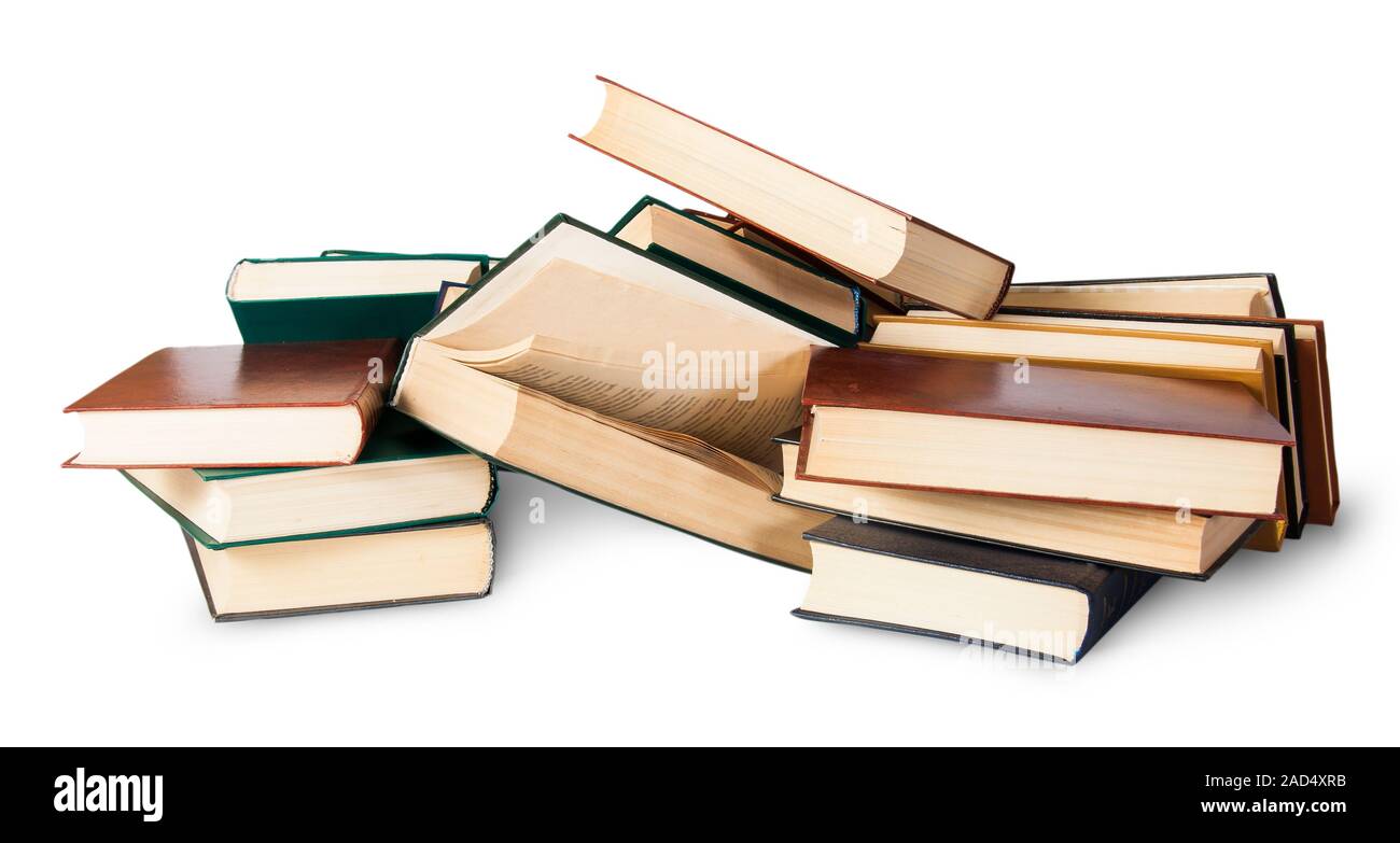 Piled on a bunch of old books Stock Photo - Alamy