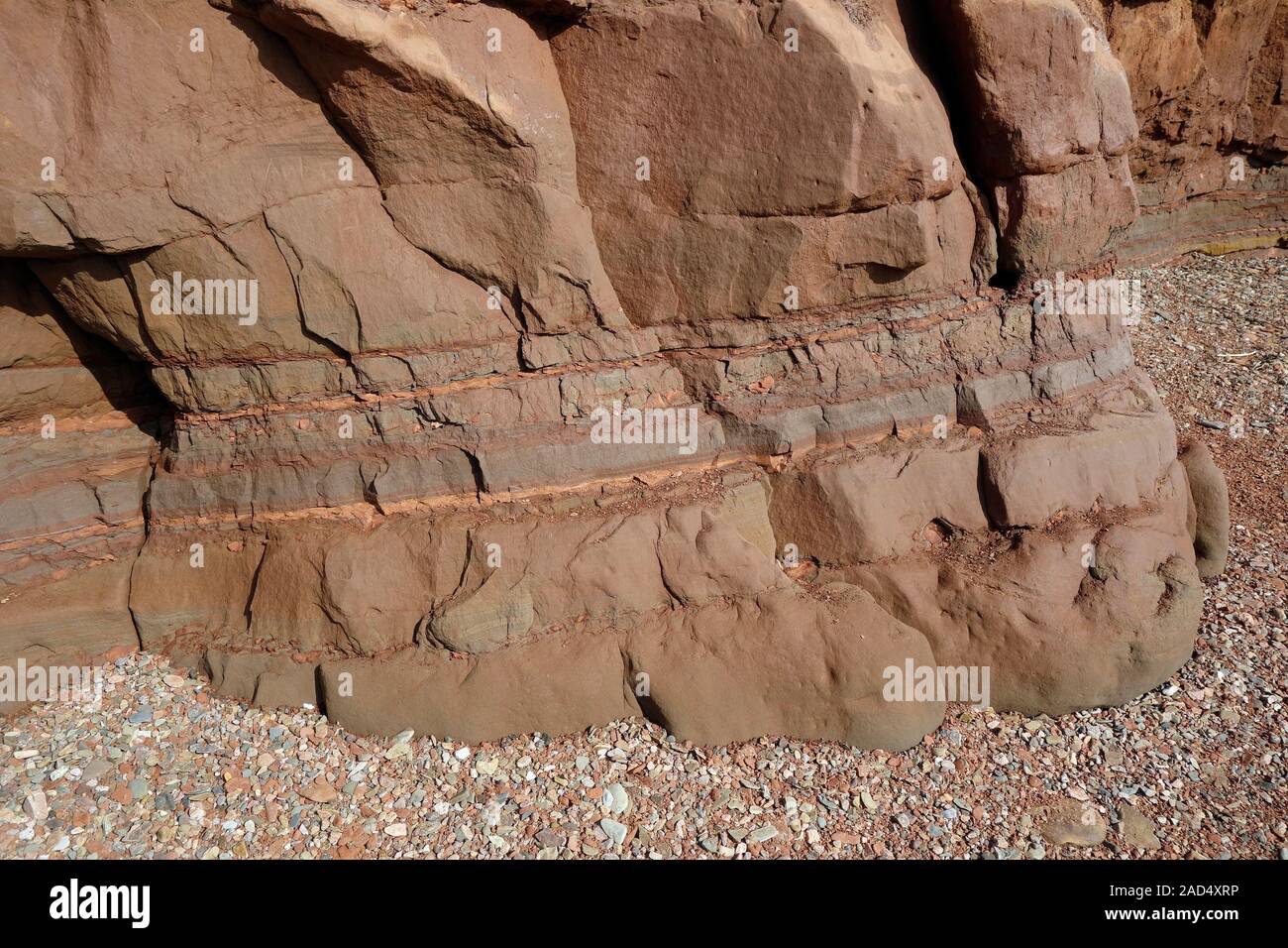 A sandstone bank, hill, hillside showing the sedimentary layers Stock ...
