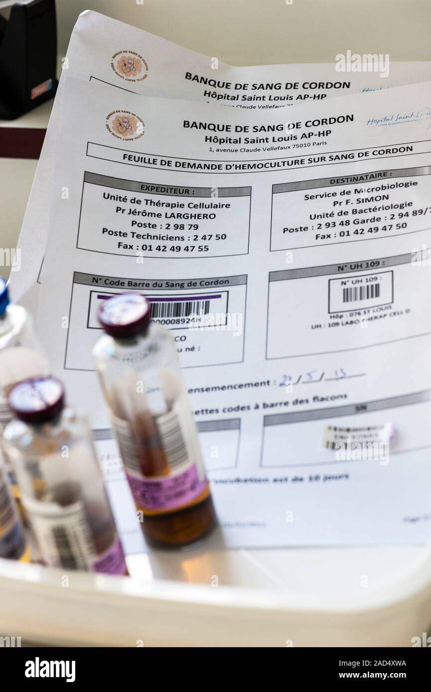 Blood products. Blood products from a biobank for umbilical cord blood ...