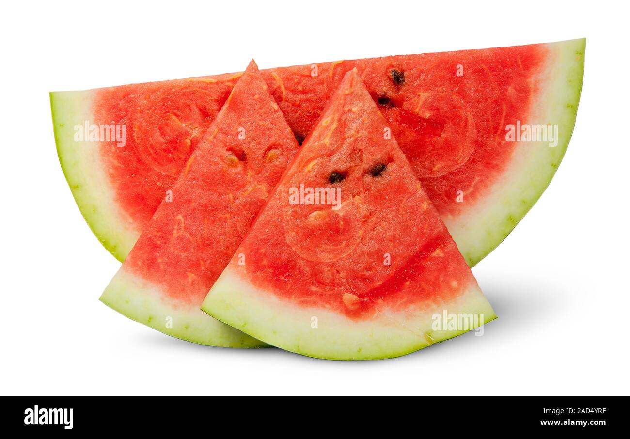 One piece and two segments of ripe watermelon Stock Photo - Alamy