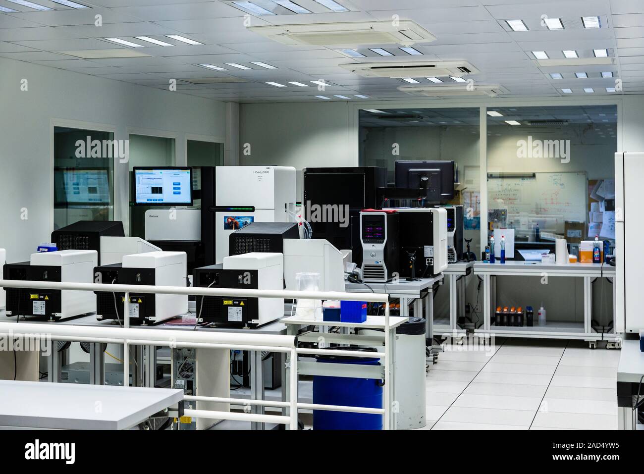 High-speed sequencers in an automated DNA sequencing room. Robotic ...
