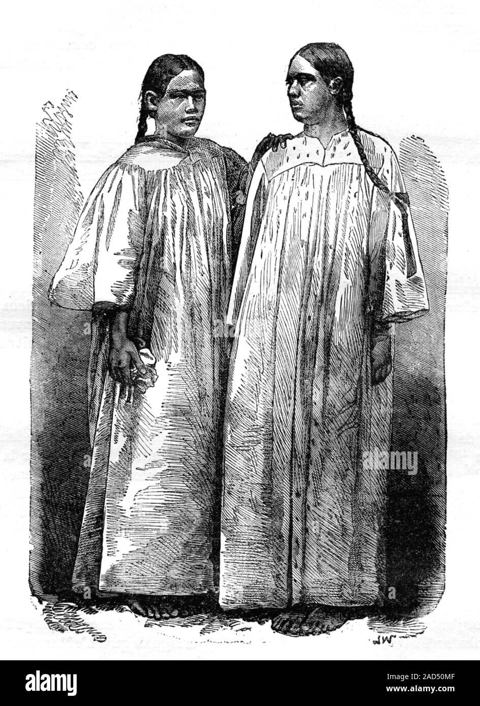 19th Century Kanak women. 1868 illustration of native Kanak women from ...