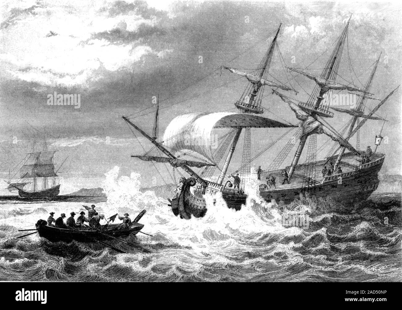 Wreck of the Santa Maria. 1874 illustration depicting the wrecking of ...