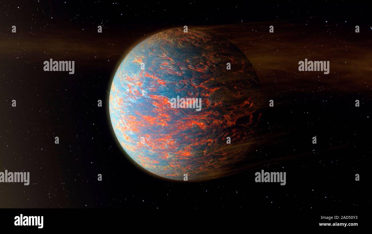 55 Cancri e exoplanet, illustration. This hot, rocky exoplanet is ...