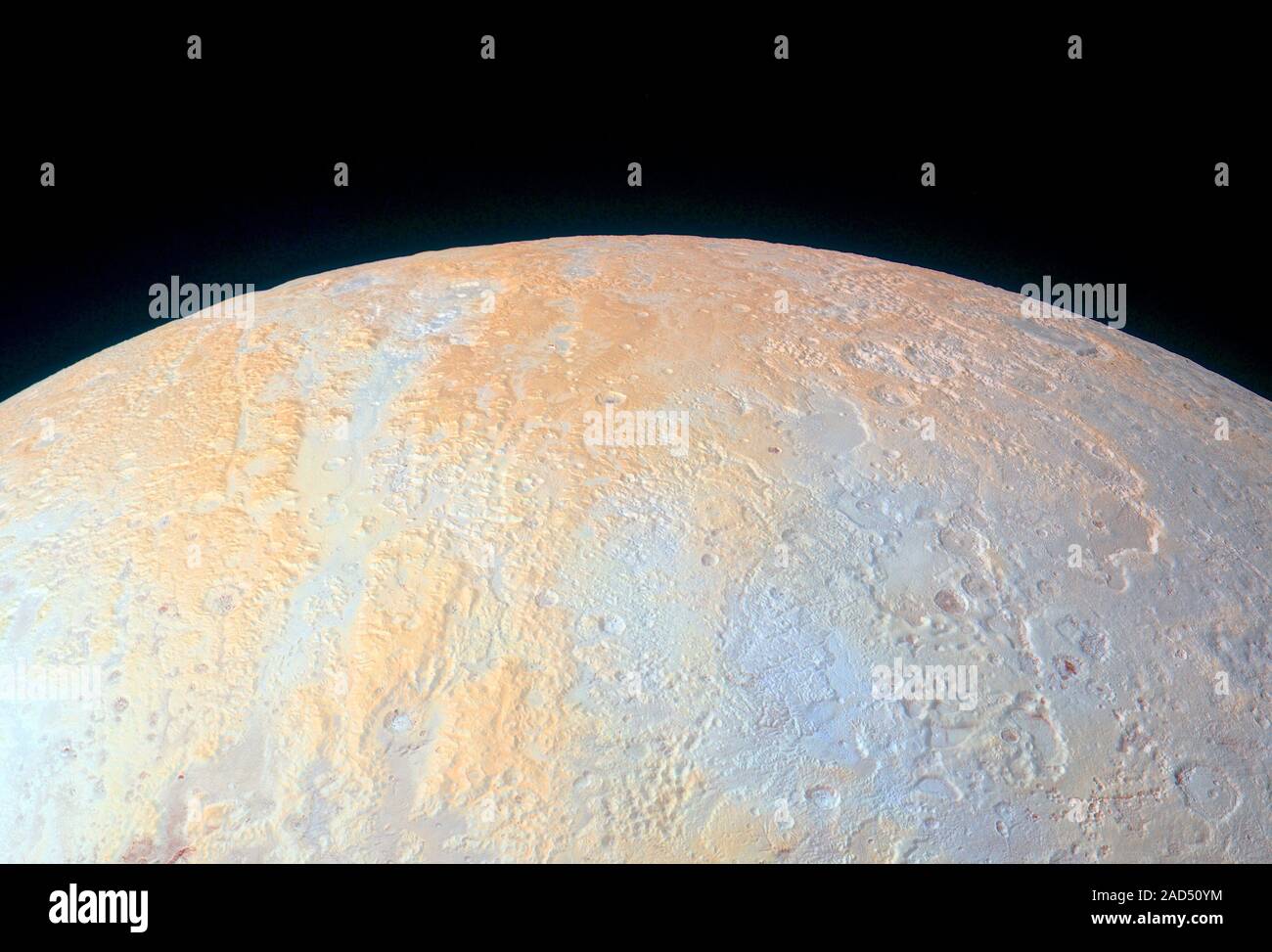 Pluto's North Pole, New Horizons image. Enhanced colour image of the ...