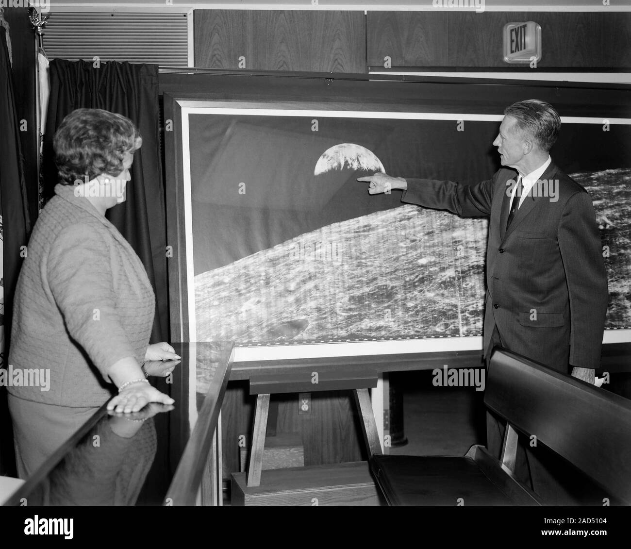 Earthrise display. Langley Center Director Floyd Thompson (1898-1976 ...