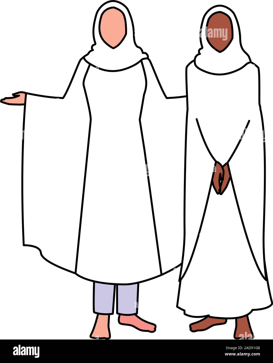 women pilgrim hajj standing on white background vector illustration ...