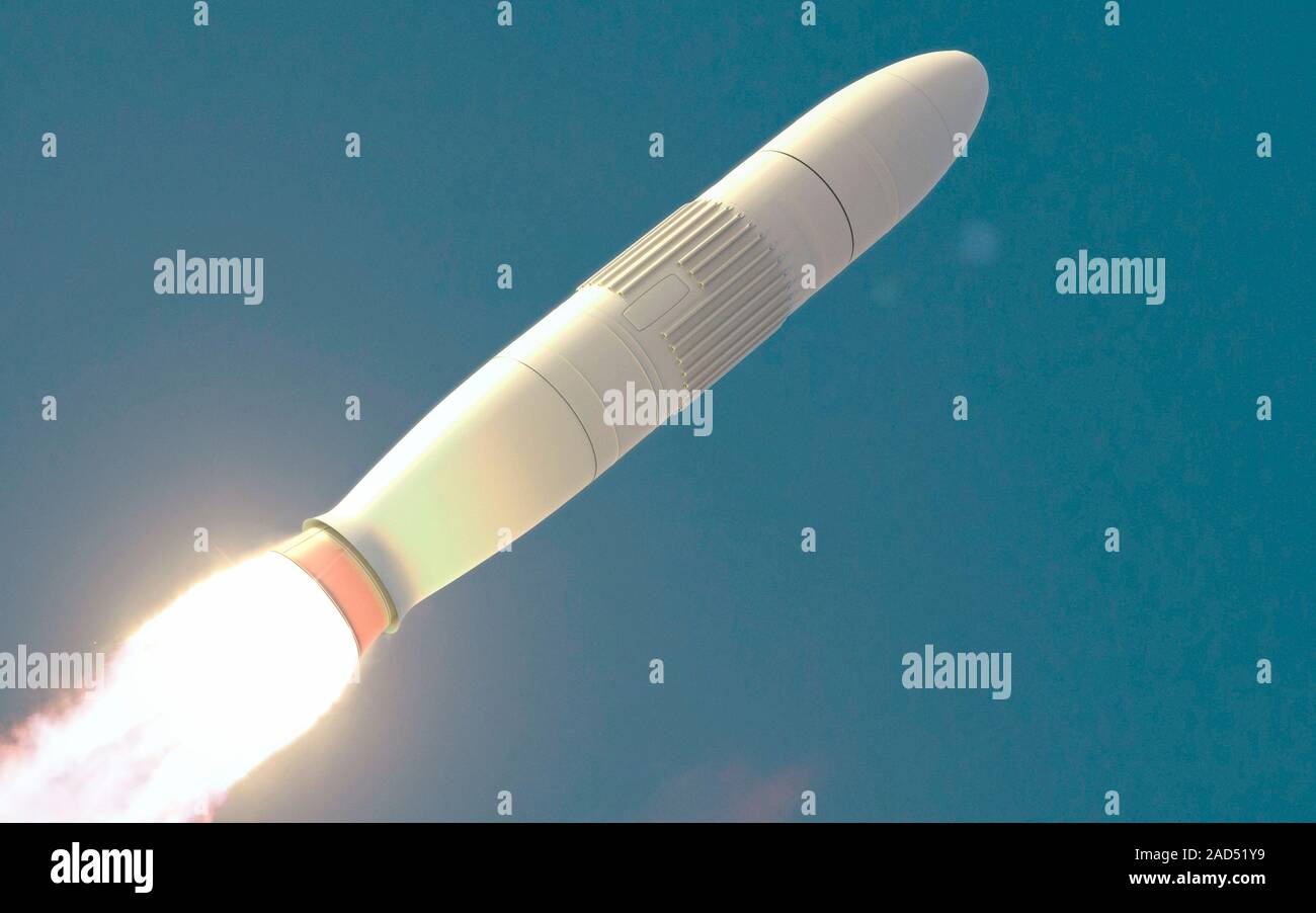 Nanosat Launch Vehicle. Illustration of a small two-stage rocket called ...