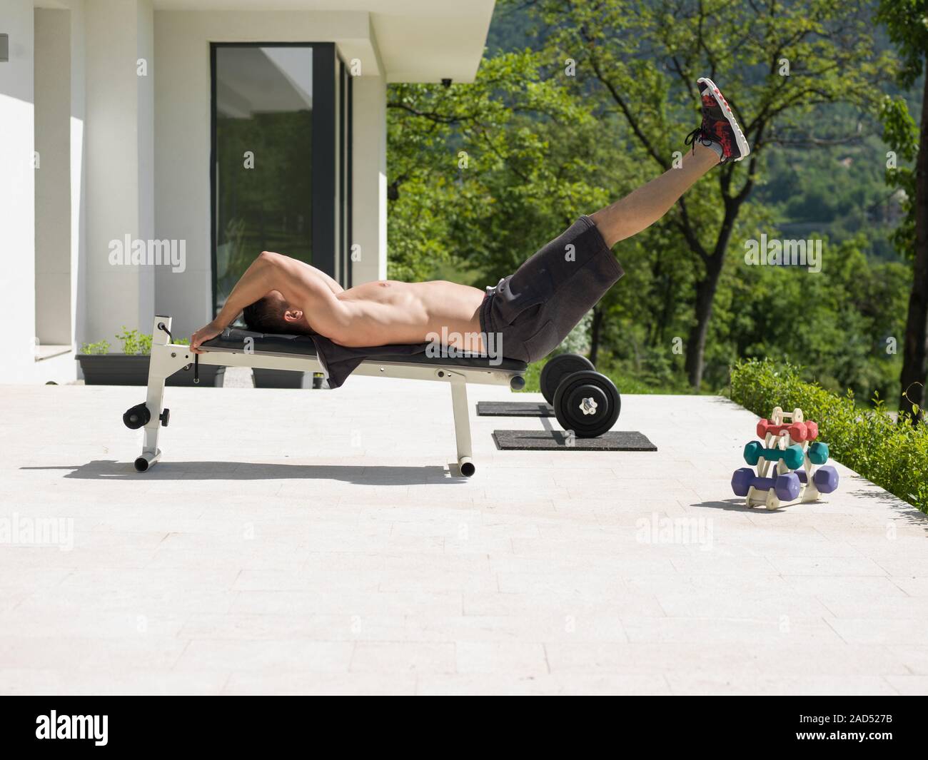 man doing morning exercises Stock Photo - Alamy