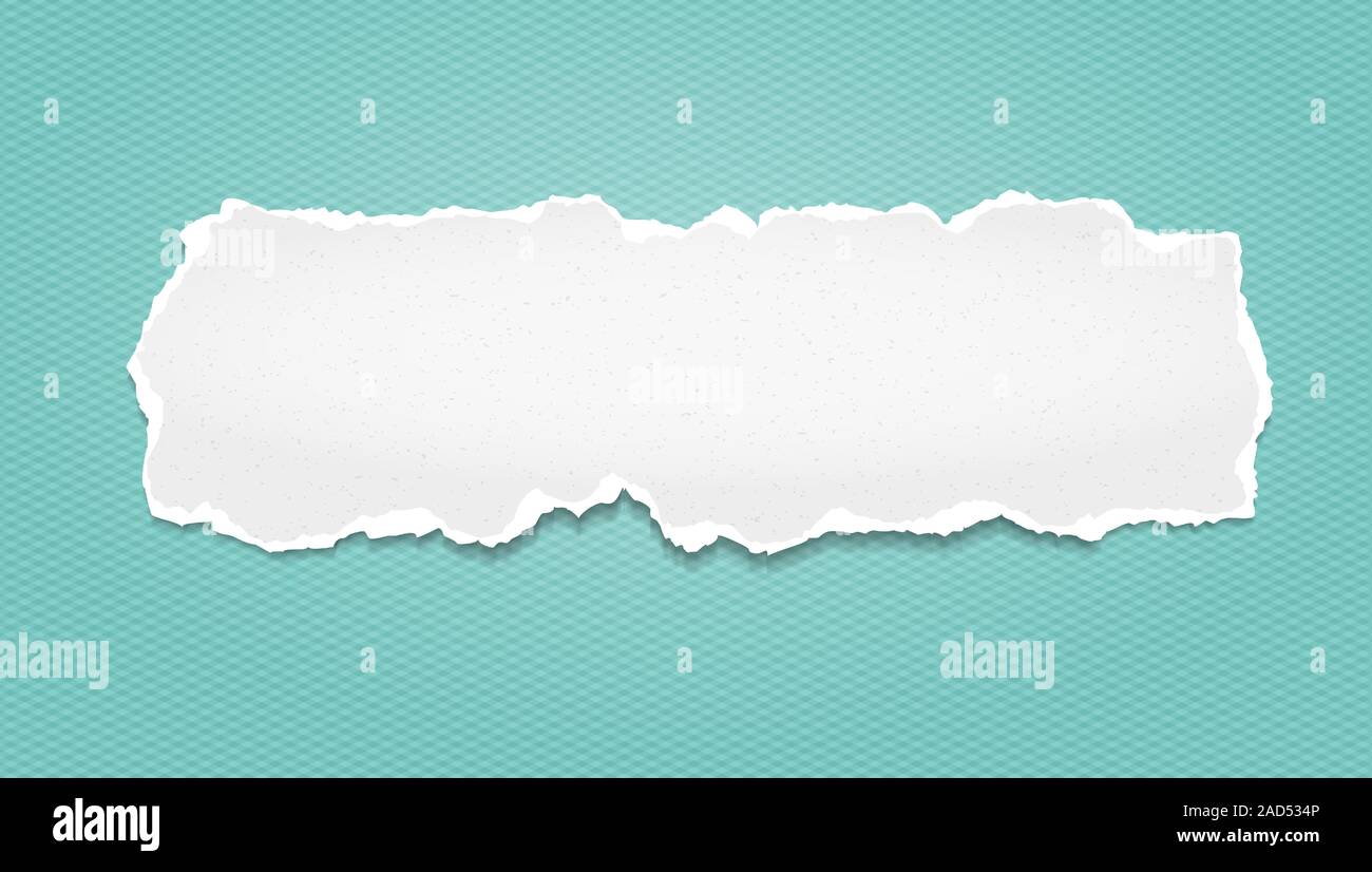 Piece of torn, white realistic horizontal paper strip with soft shadow ...