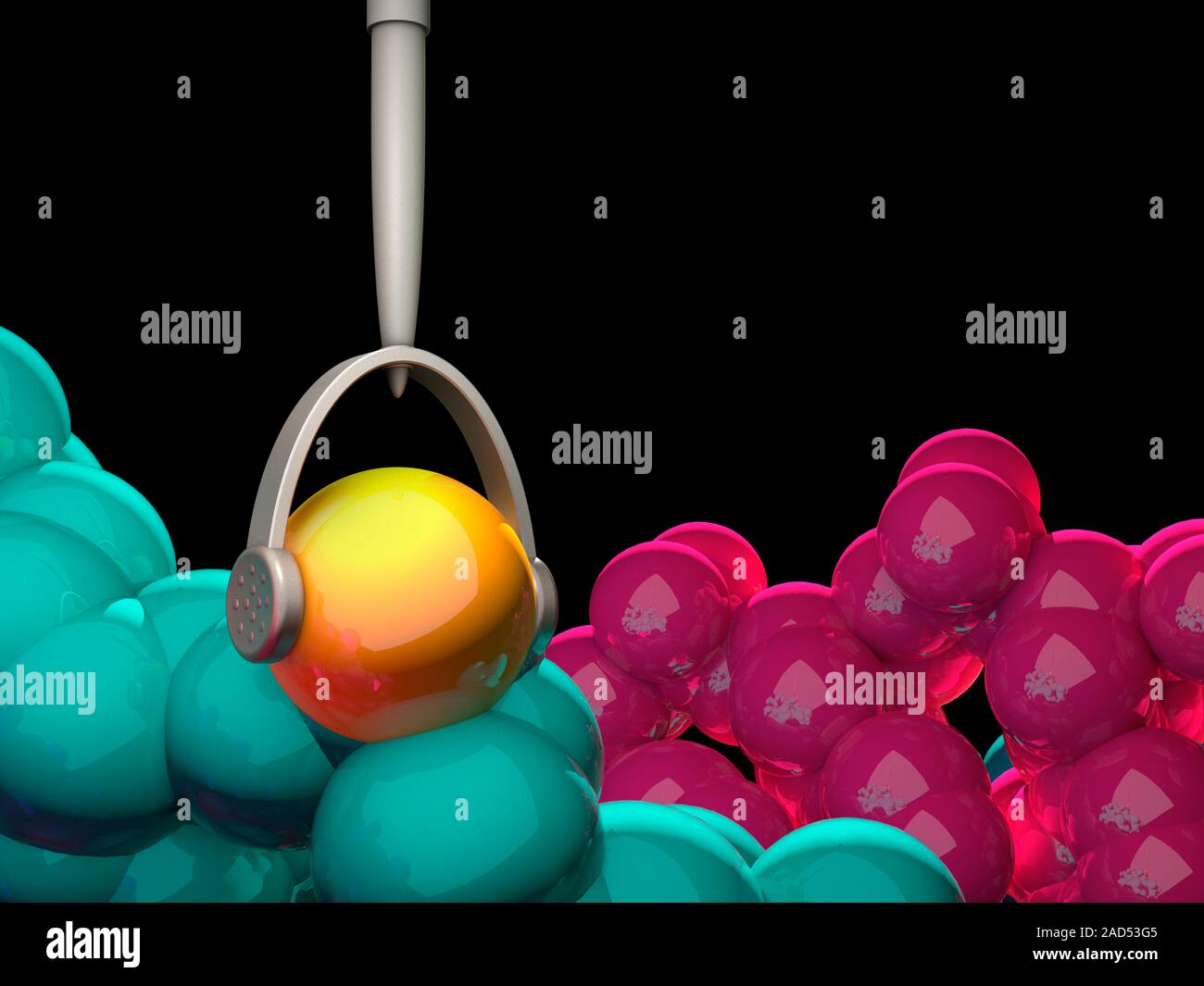 Conceptual illustration depicting the process of genetic engineering by ...