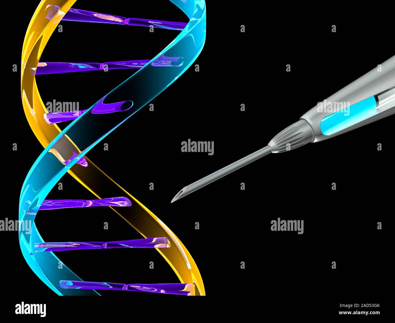 Conceptual illustration depicting the process of genetic engineering by ...