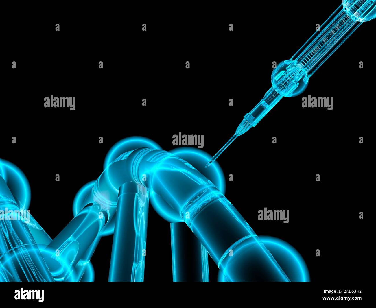 Conceptual illustration depicting the process of genetic engineering by ...