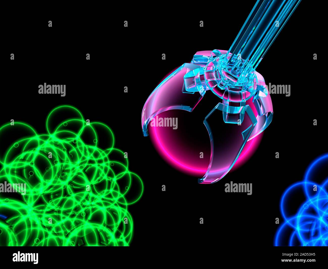 Conceptual illustration depicting the process of genetic engineering by ...