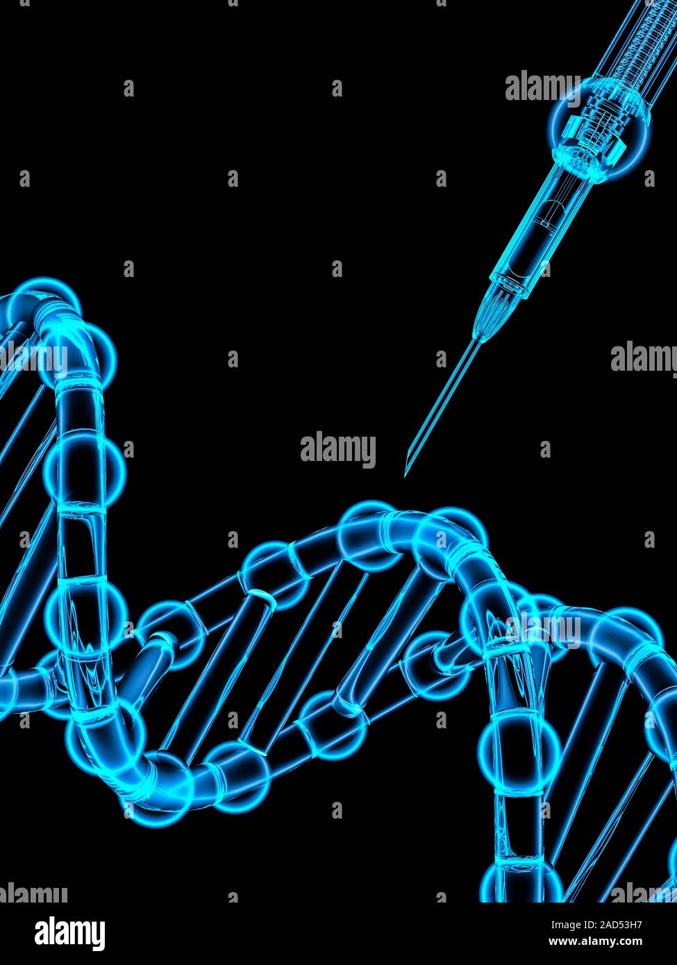 Conceptual illustration depicting the process of genetic engineering by ...