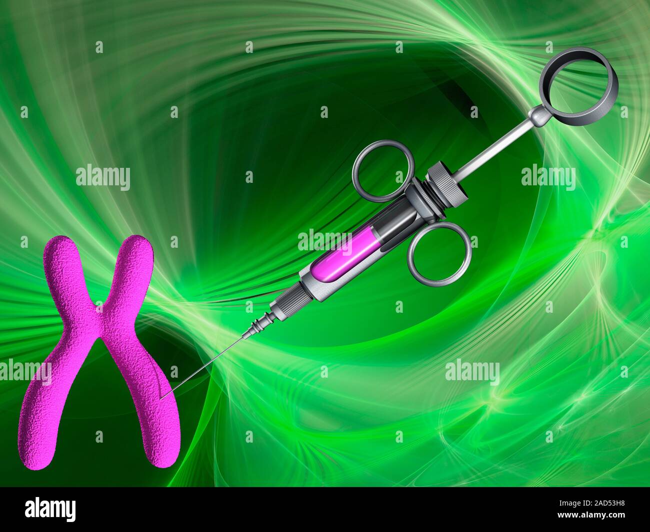 Conceptual illustration depicting the process of genetic engineering by ...