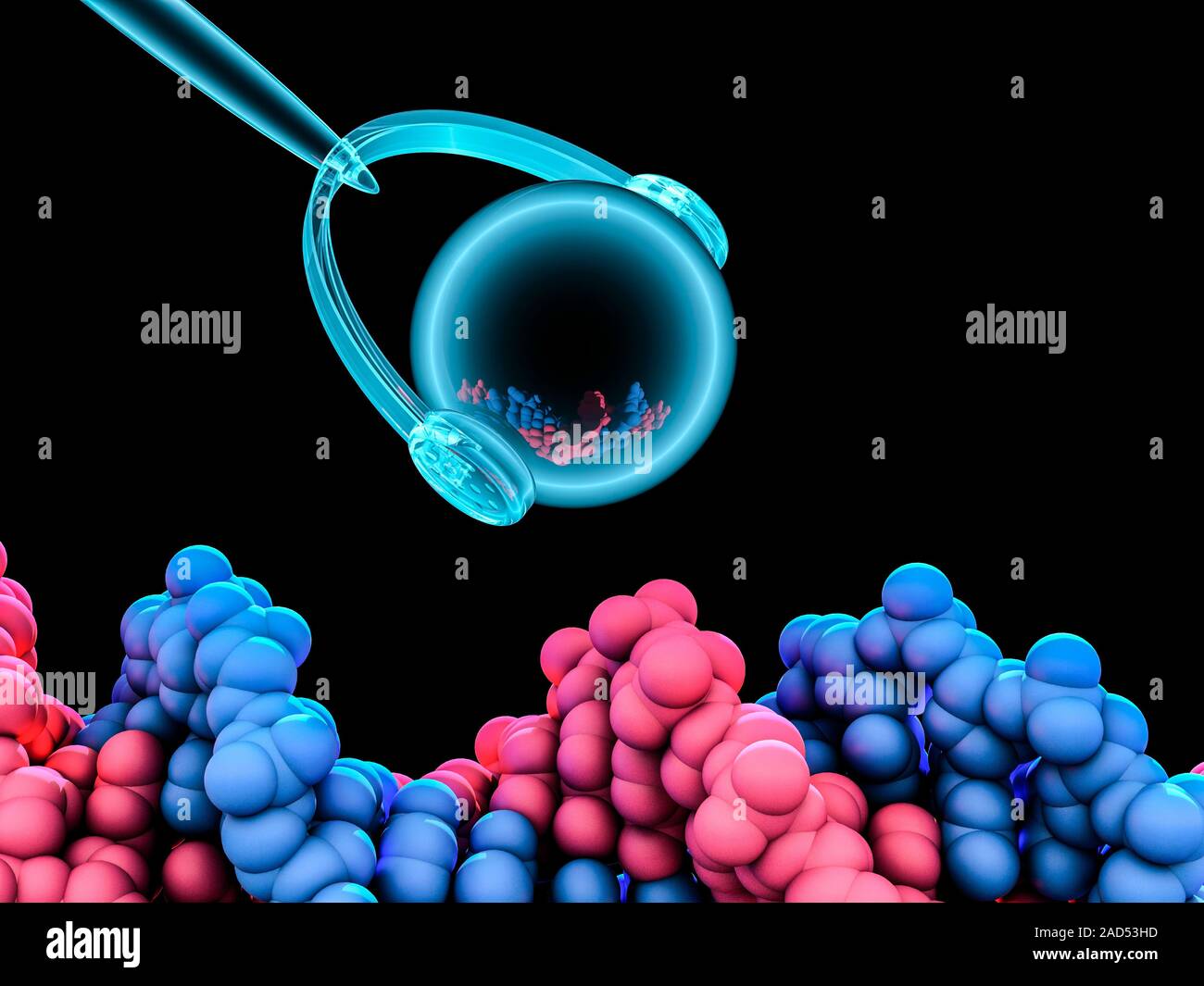 Conceptual illustration depicting the process of genetic engineering by ...