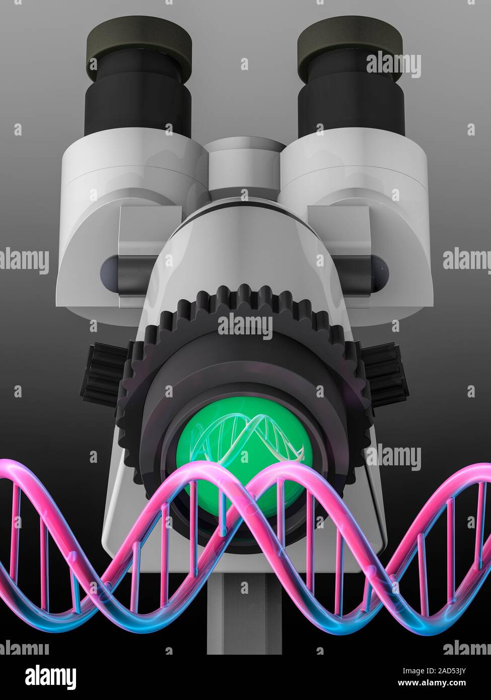 Conceptual illustration depicting the process of genetic engineering by ...