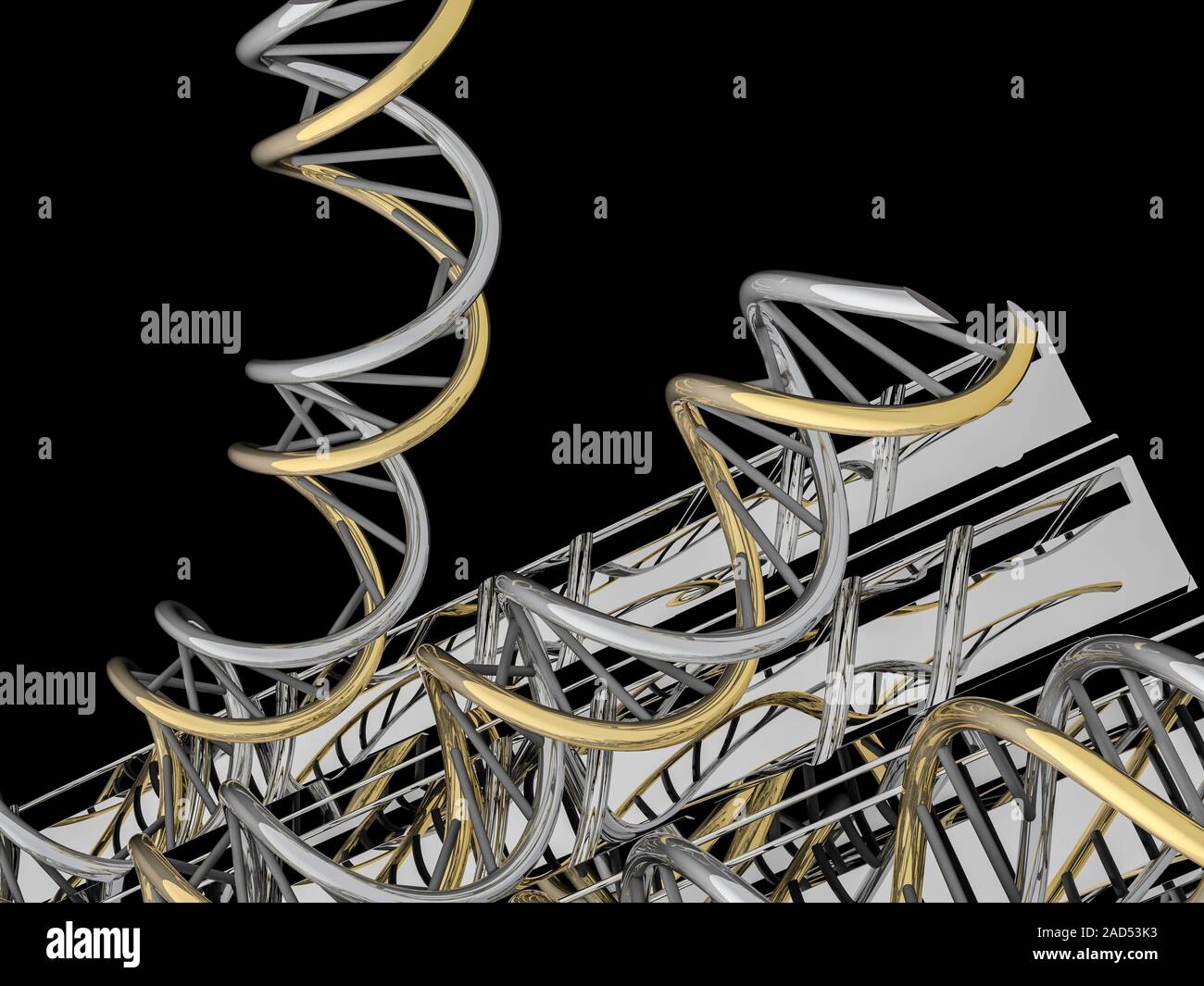 Conceptual illustration depicting the process of genetic engineering by ...