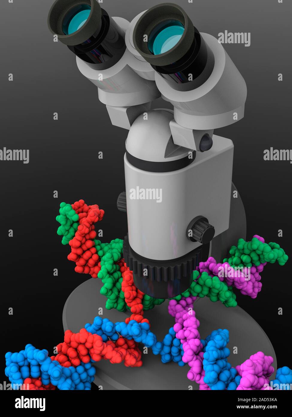 Conceptual illustration depicting the process of genetic engineering by ...