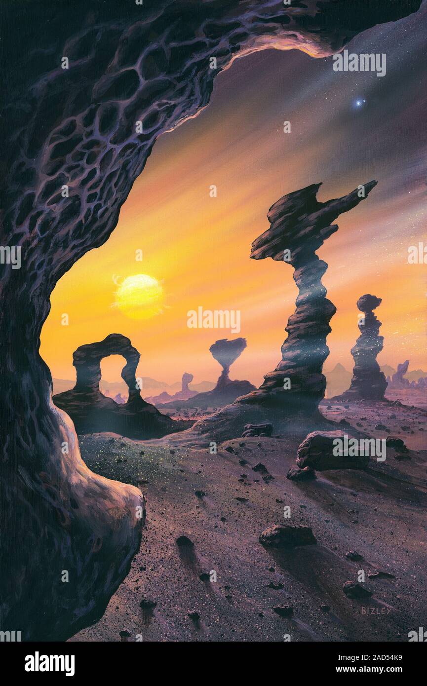 Artistic impression of the planet Proxima b. Proxima b orbits the star ...