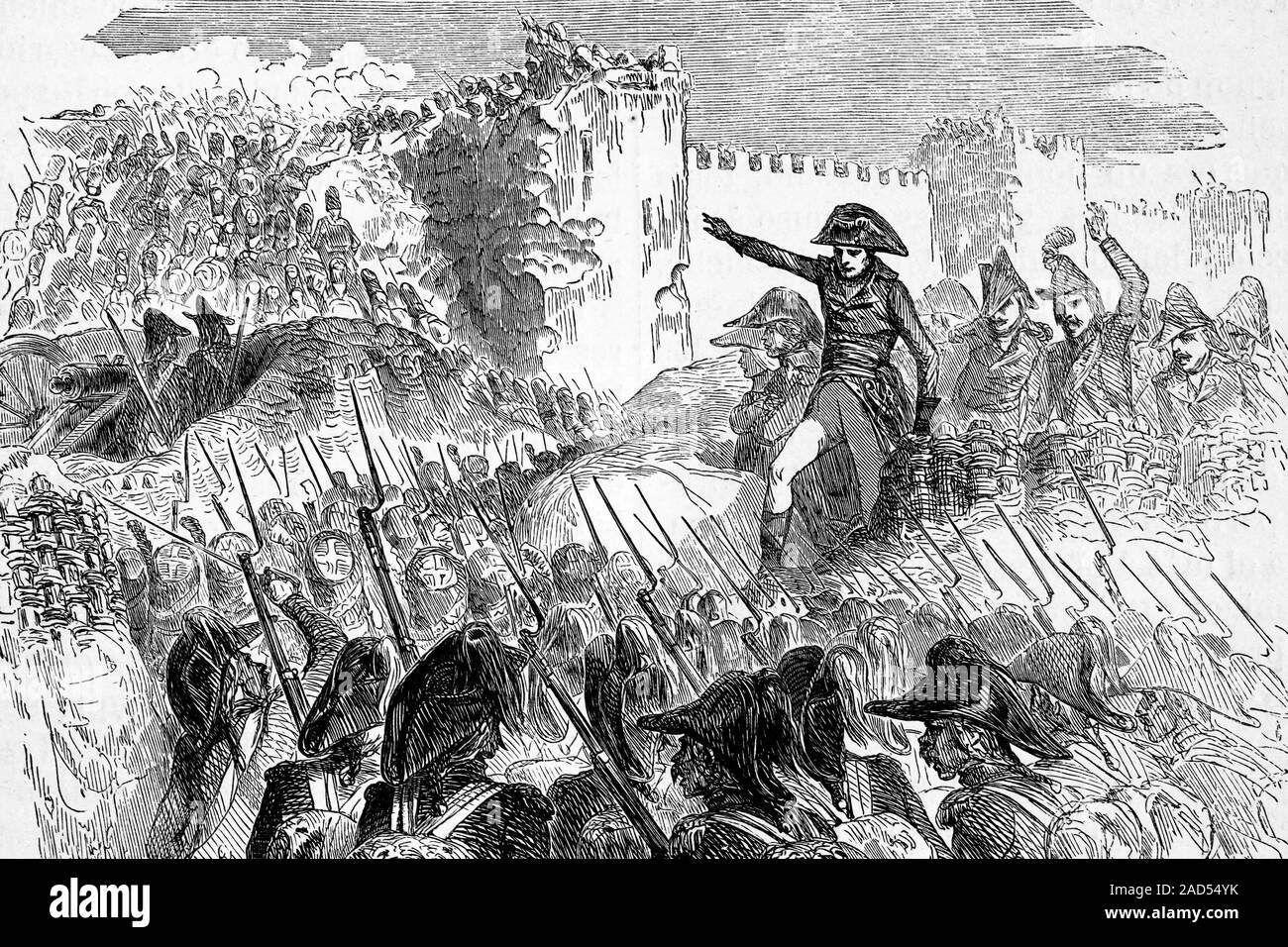 Siege of Acre by Napoleon troops. March-May 1799. Antique illustration ...