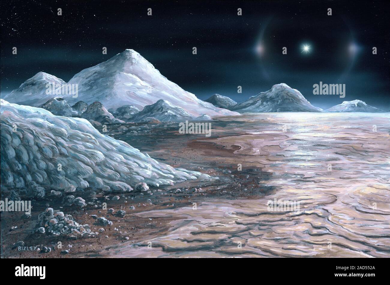Surface of Pluto. Pluto's surface is composed of nitrogen ice, with ...