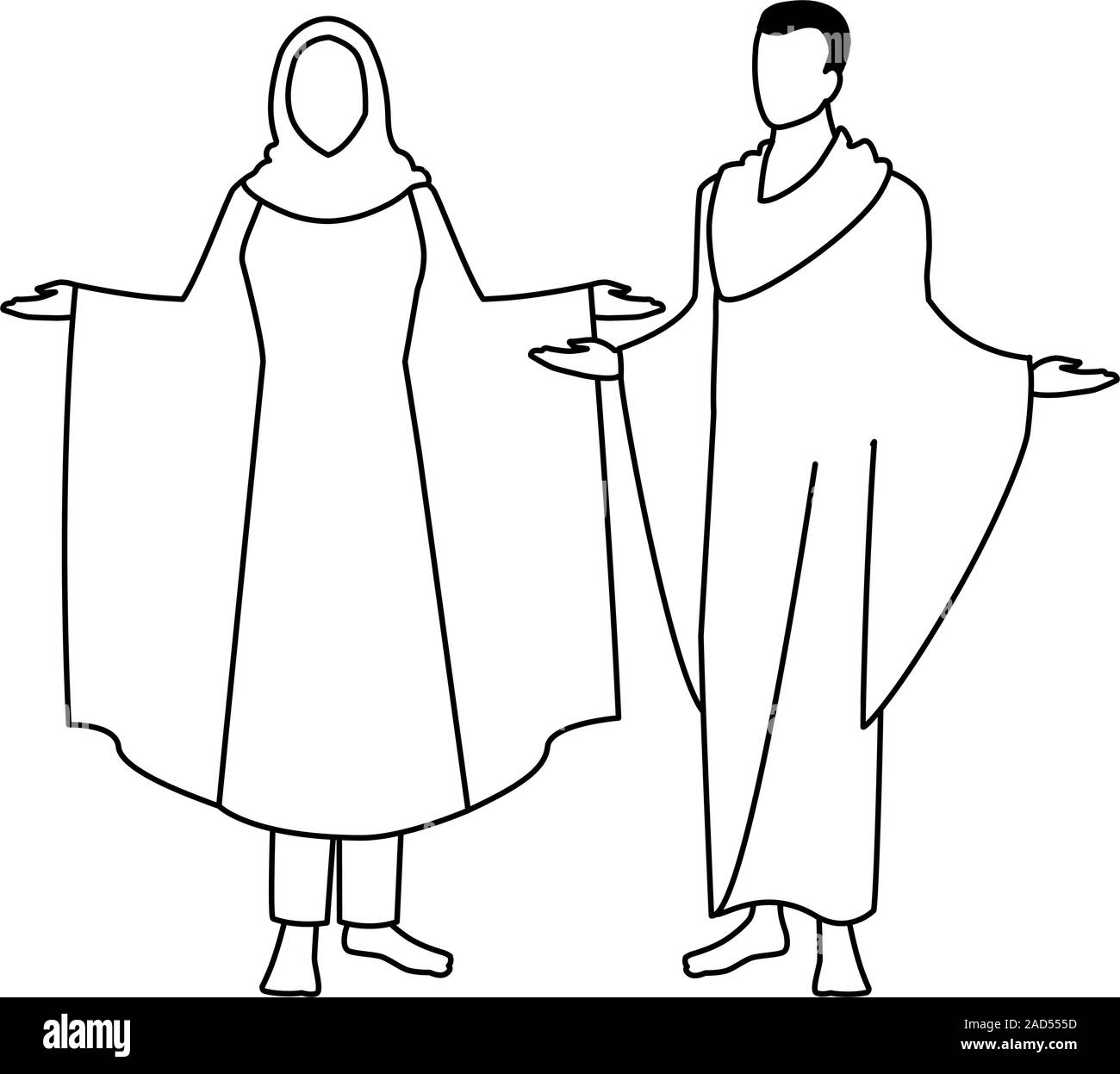 couple of people pilgrims hajj on white background vector illustration ...
