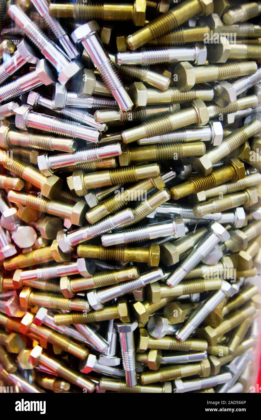 A collection of precision bolts for use in aircraft manufacturing Stock ...