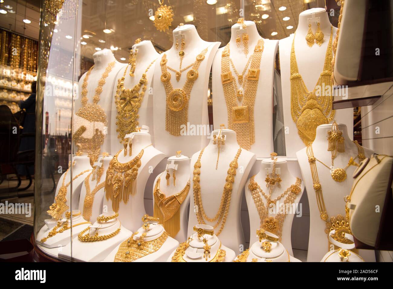 gold jewelry in the shop window Stock Photo - Alamy