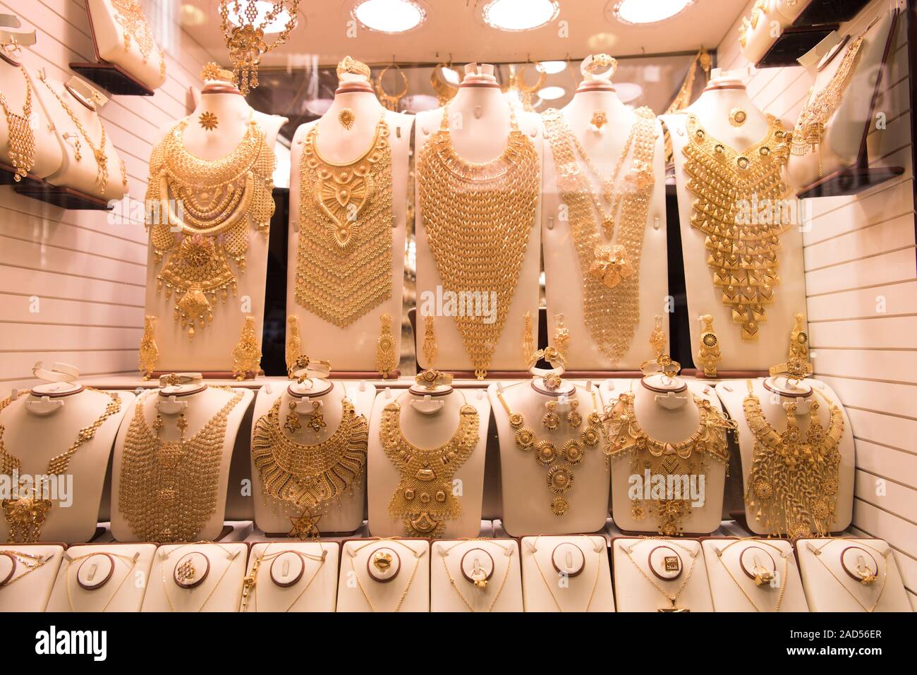 gold jewelry in the shop window Stock Photo - Alamy