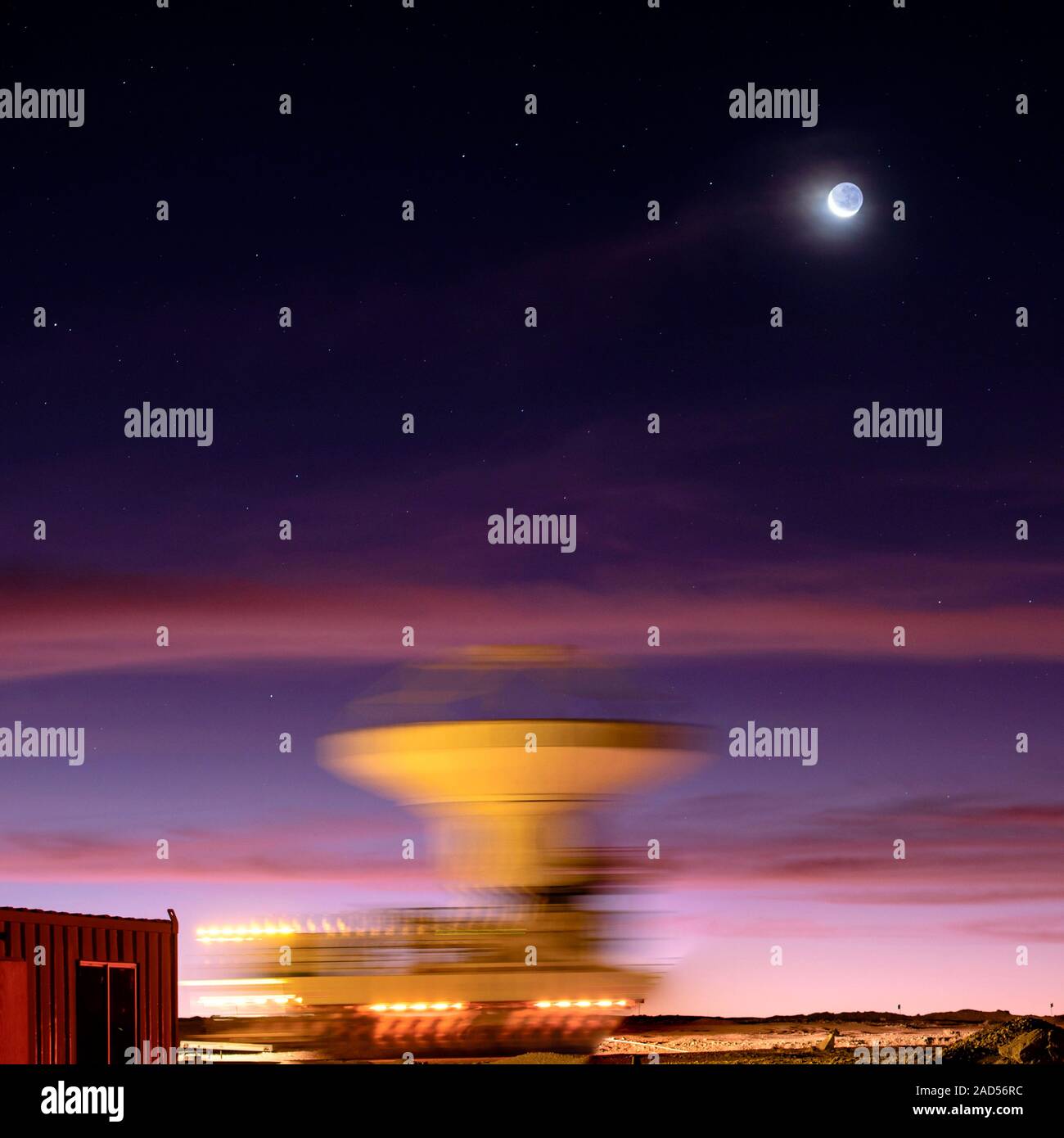 ALMA telescope. Time-exposure image of the moon over one of the ...