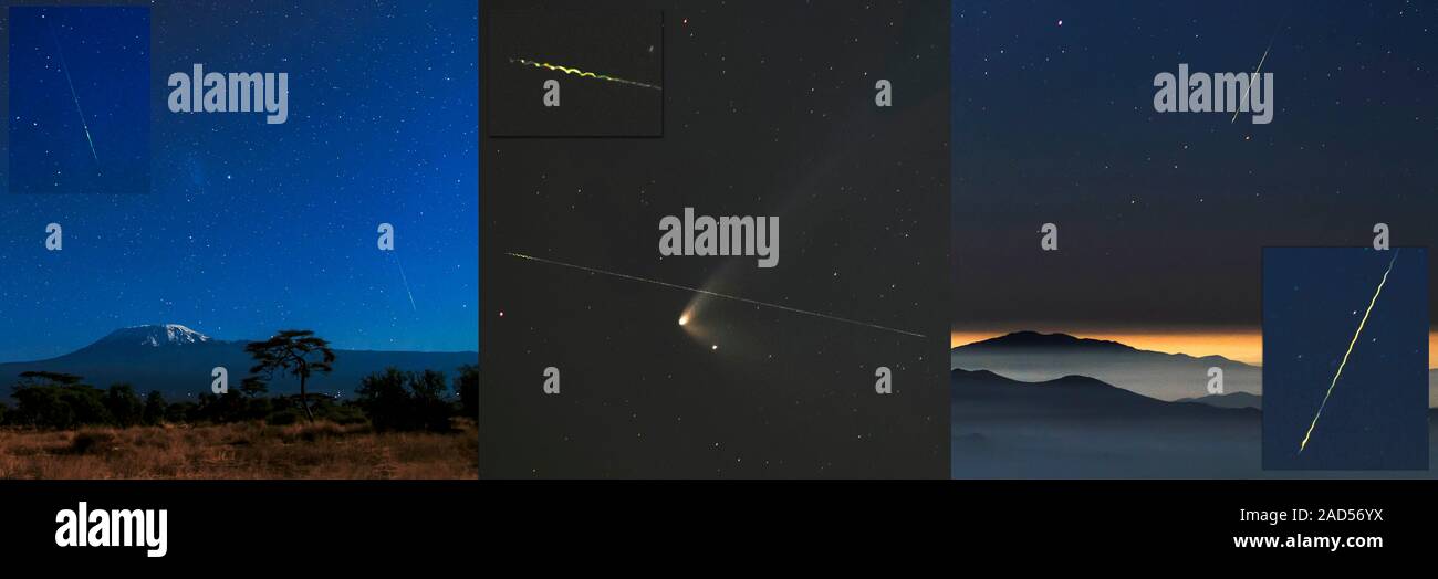 Zig-zag meteors. Collage of optical images showing wambling zig-zag ...