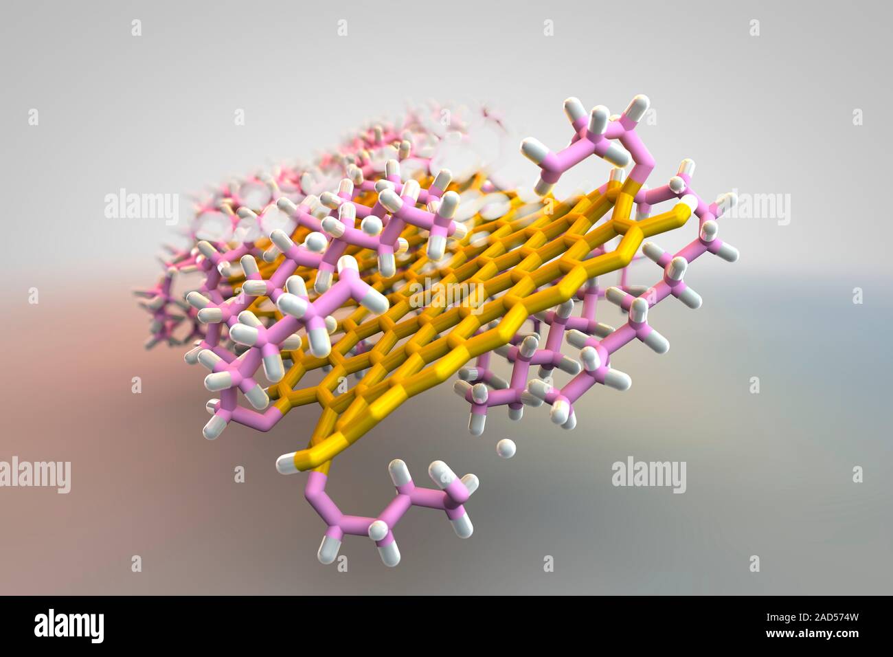 Graphene nanoribbon, illustration. Graphene is made up of hexagonally ...