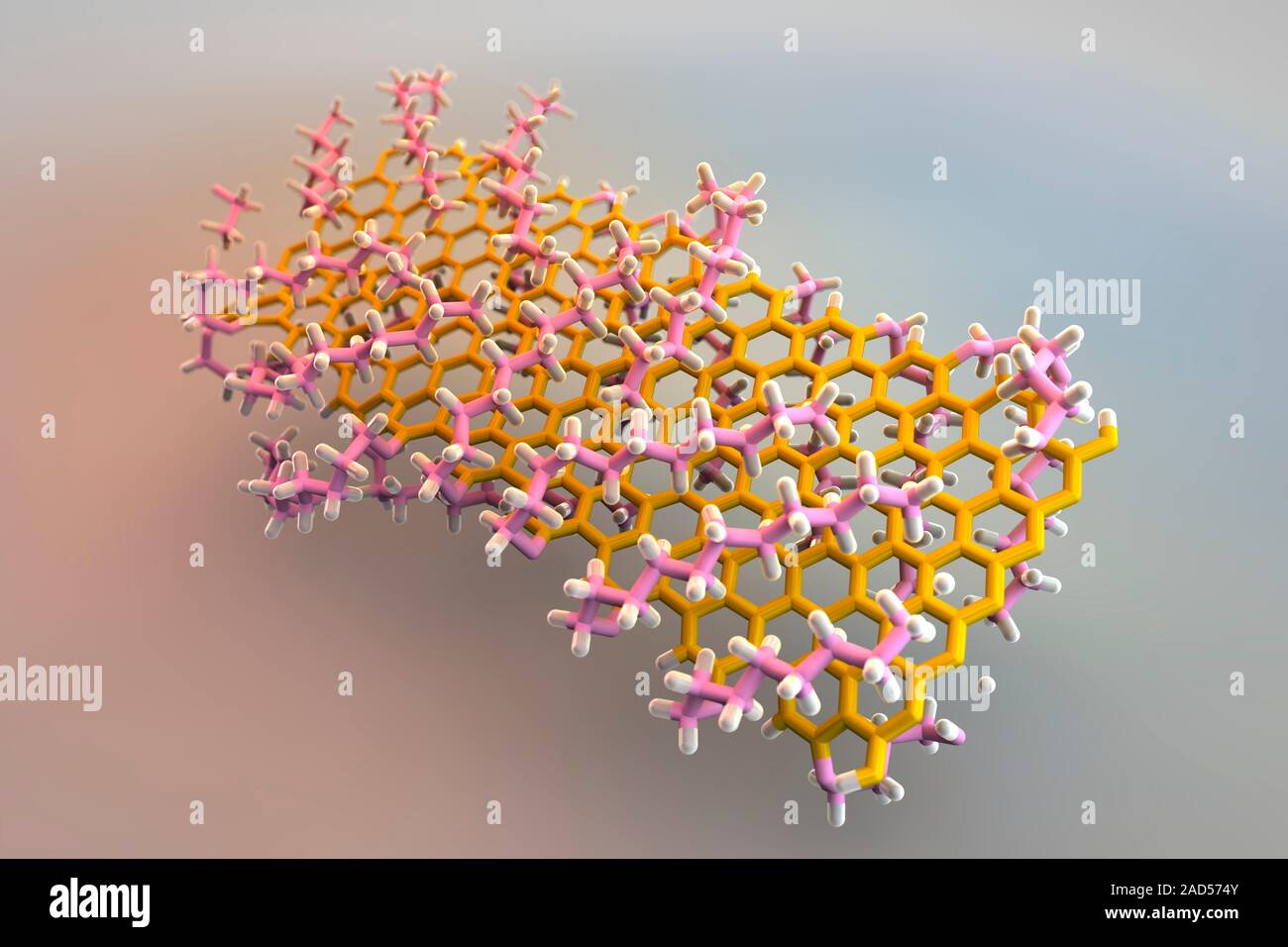 Graphene nanoribbon, illustration. Graphene is made up of hexagonally ...