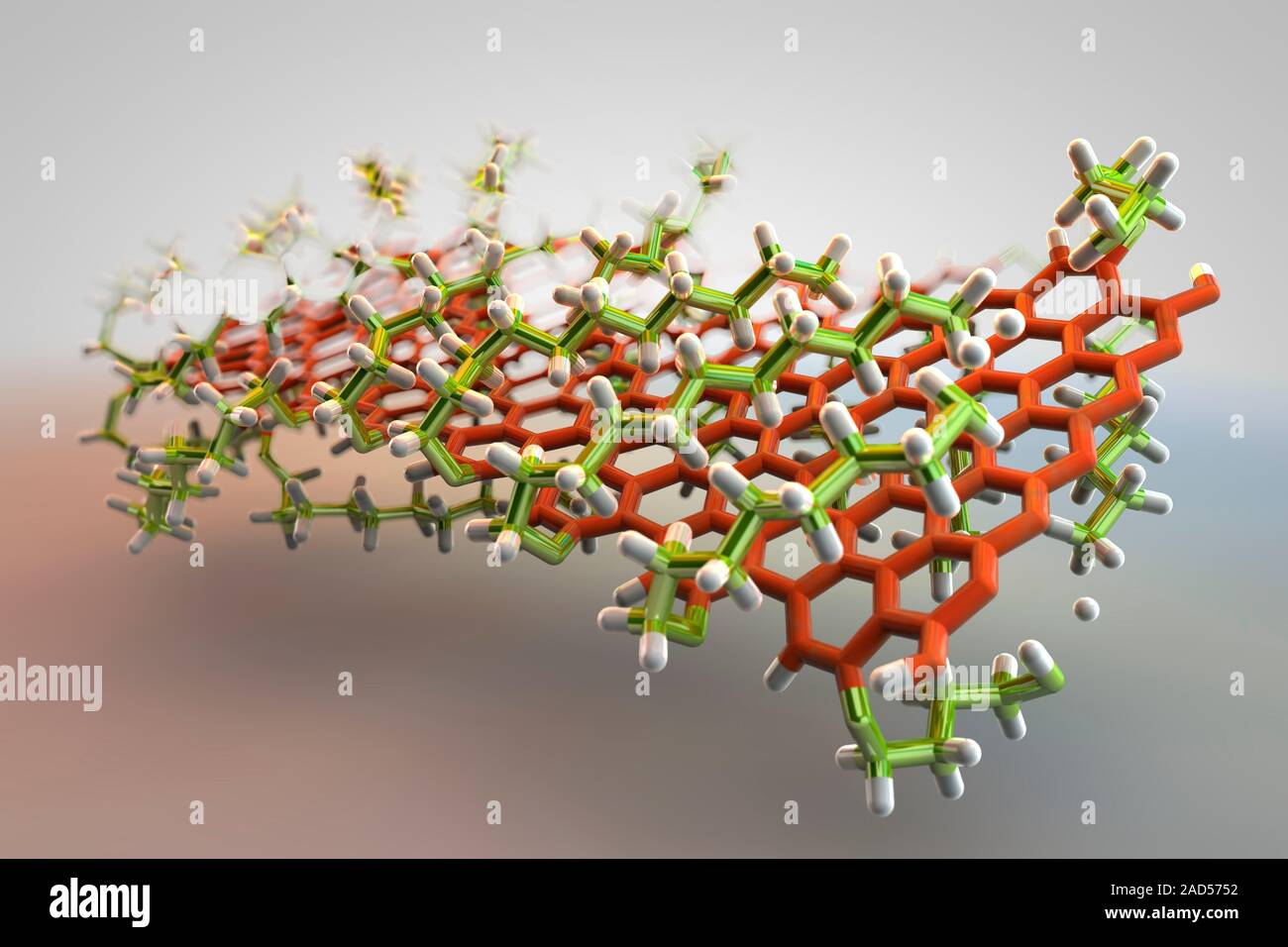 Graphene nanoribbon, illustration. Graphene is made up of hexagonally ...