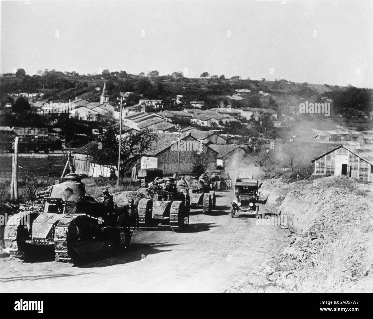 French tanks, World War I. The first use of tanks in warfare was by the ...