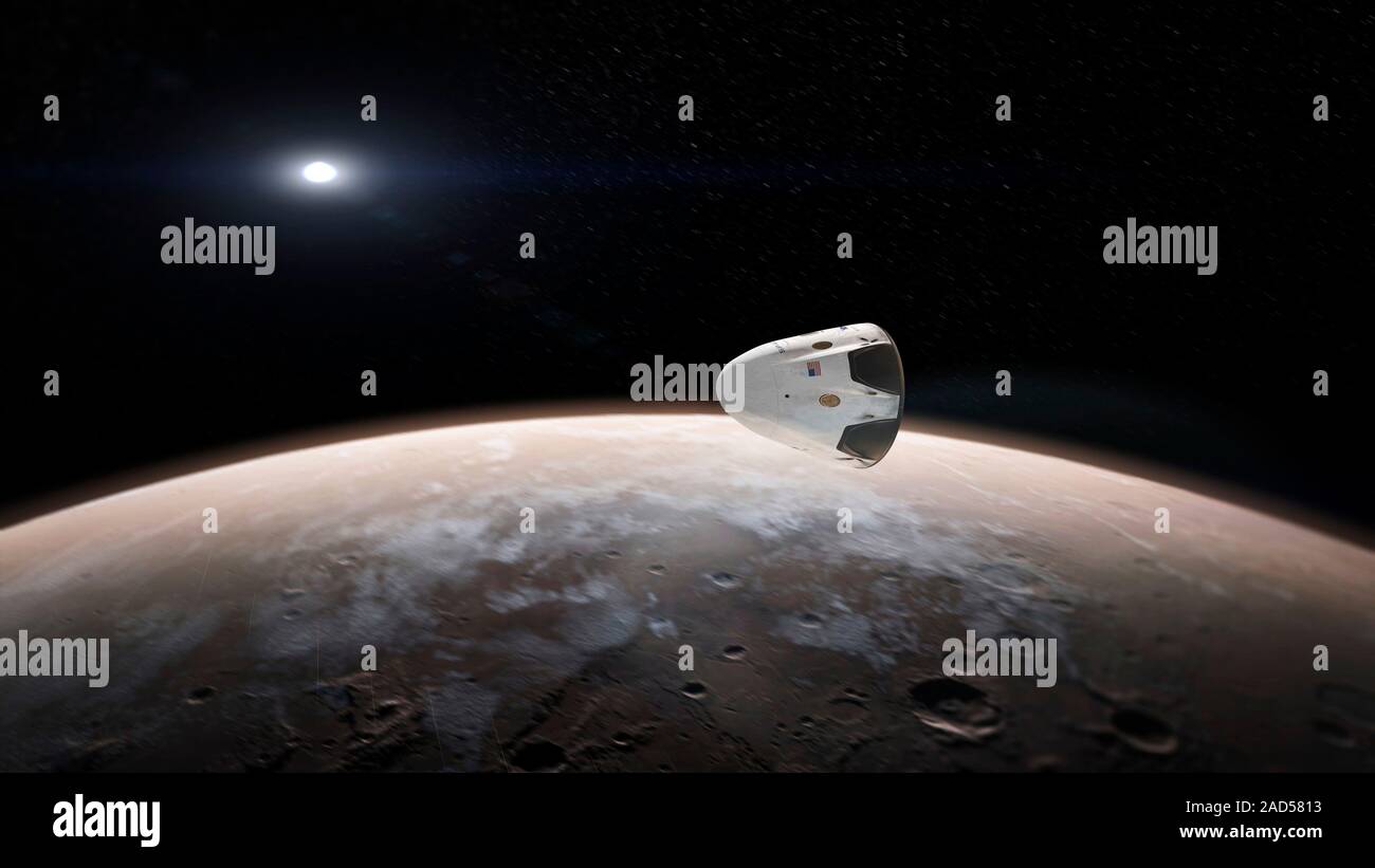SpaceX's Red Dragon at Mars, illustration. SpaceX's Red Dragon is a ...