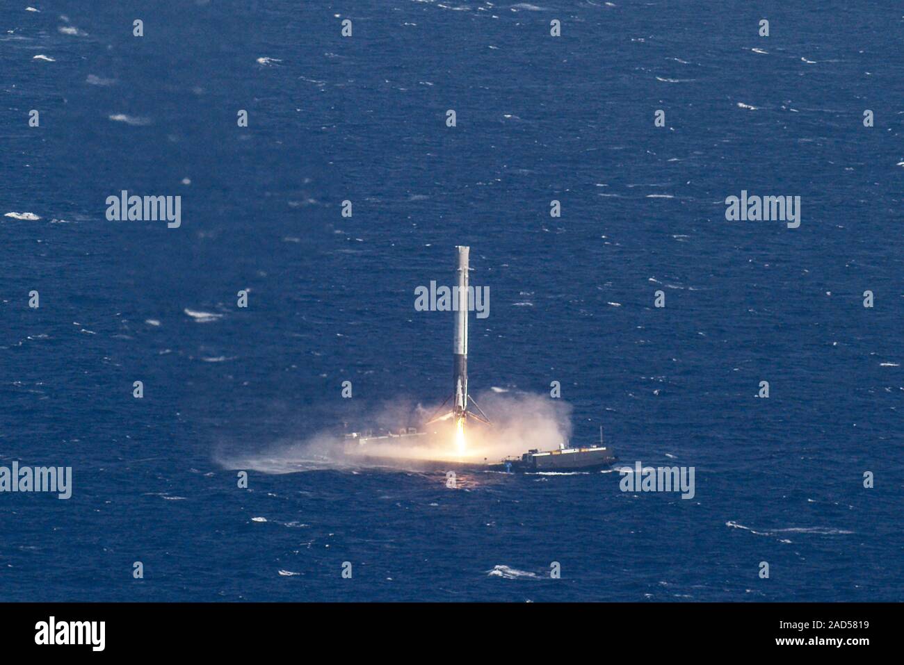 SpaceX's Falcon 9 rocket stage landing. Successful propulsive vertical ...