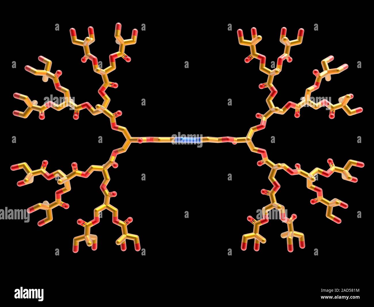 Dendrimer, molecular structure depicted as a stick model. Dendrimers ...