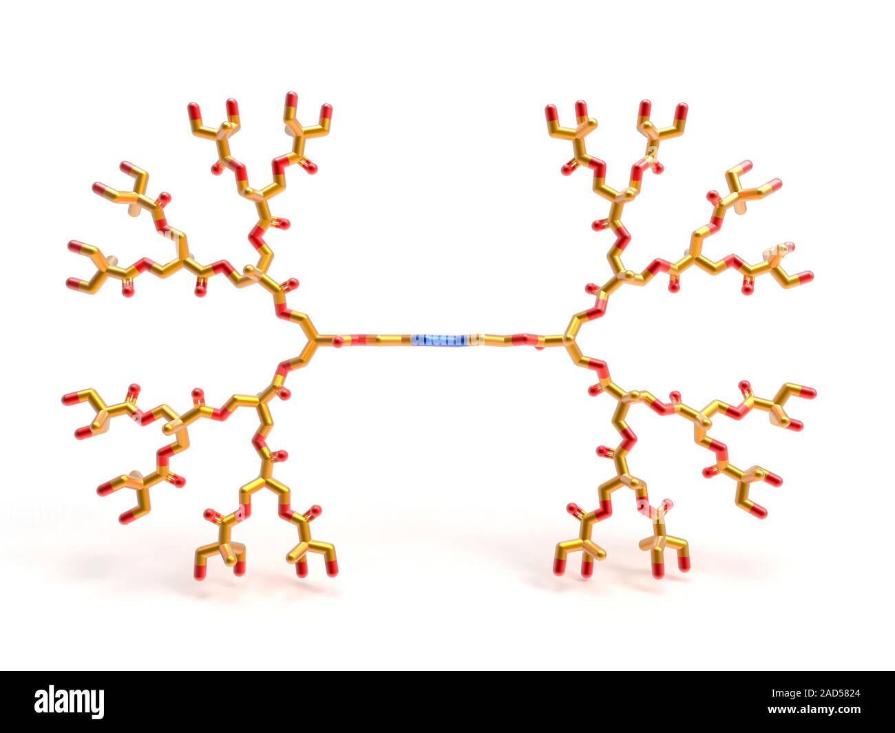 Dendrimer, molecular structure depicted as a stick model. Dendrimers ...