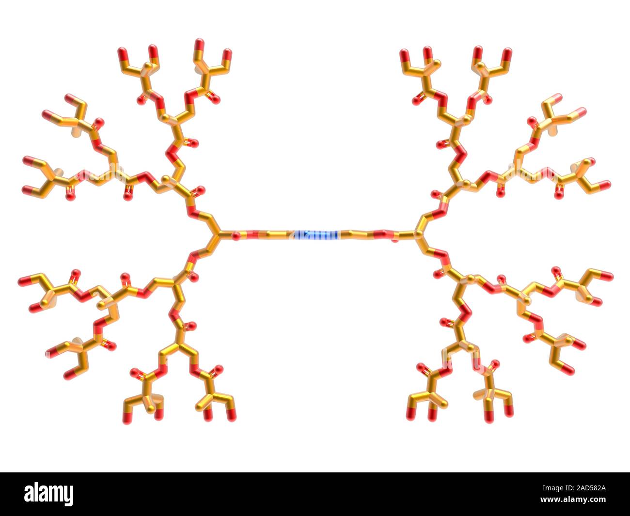 Dendrimer, molecular structure depicted as a stick model. Dendrimers ...