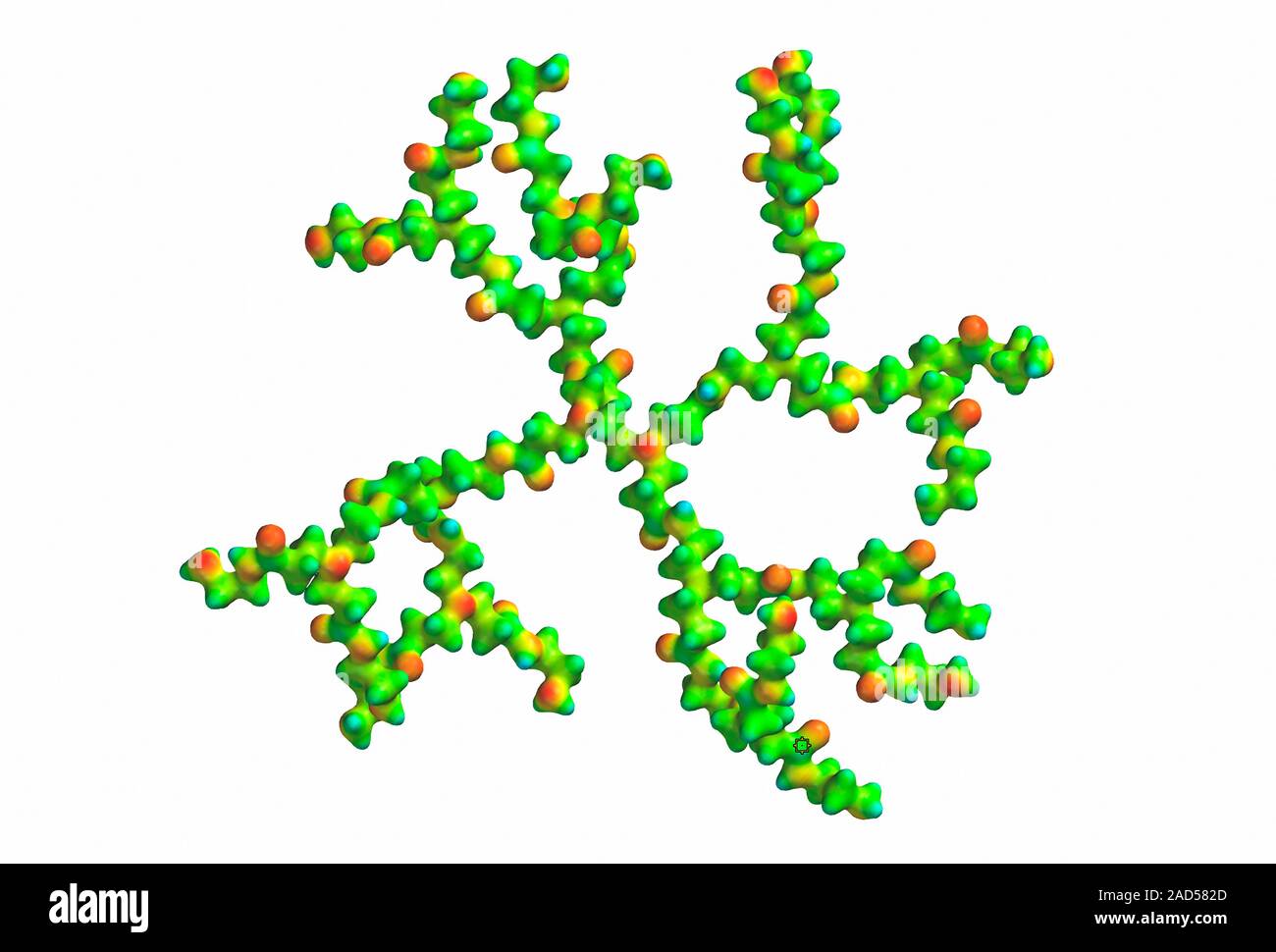 Dendrimer, molecular structure, showing the electrostatic potential ...