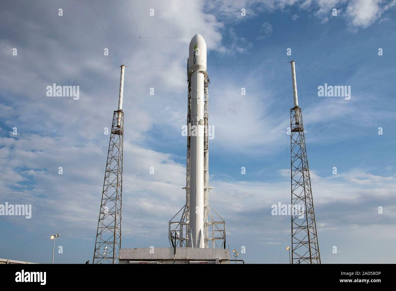 Falcon 9 rocket launch by SpaceX. Falcon 9 rocket awaiting launch on 24 ...