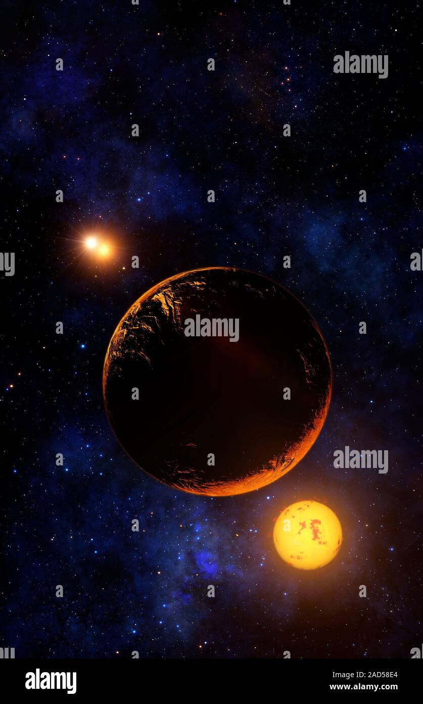 Proxima Centauri b exoplanet, illustration. Proxima Centauri (lower ...