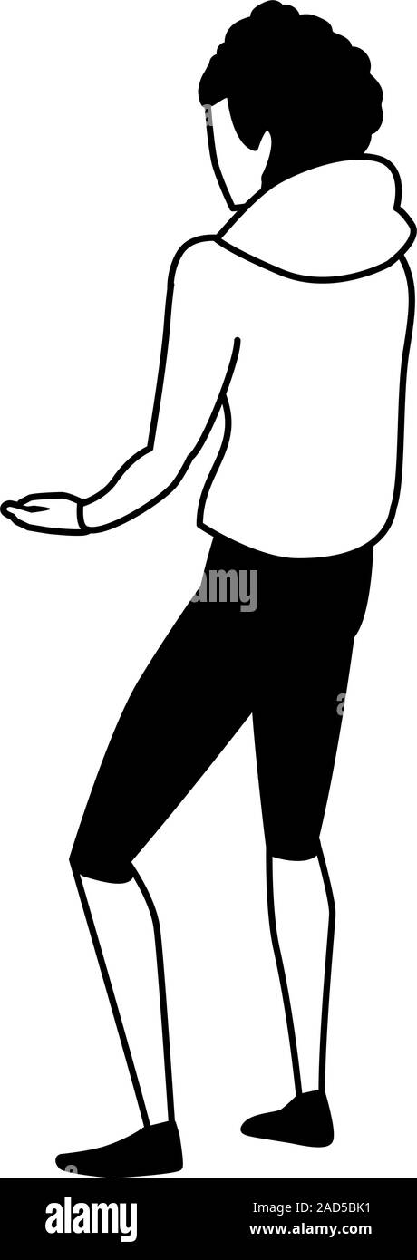 young man of back position on white background vector illustration ...