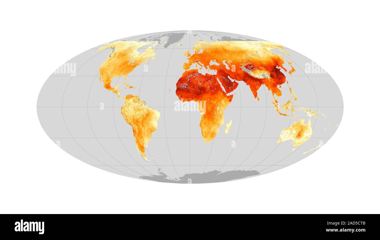 Global particulate pollution 2010-2012. Satellite map showing the ...