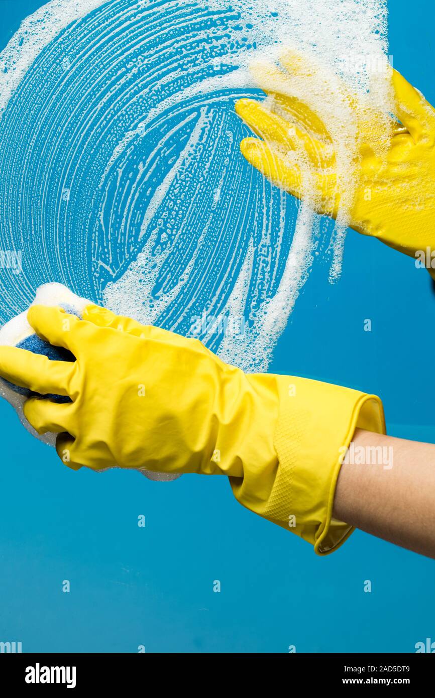 Woman washes windows rag hi-res stock photography and images - Alamy