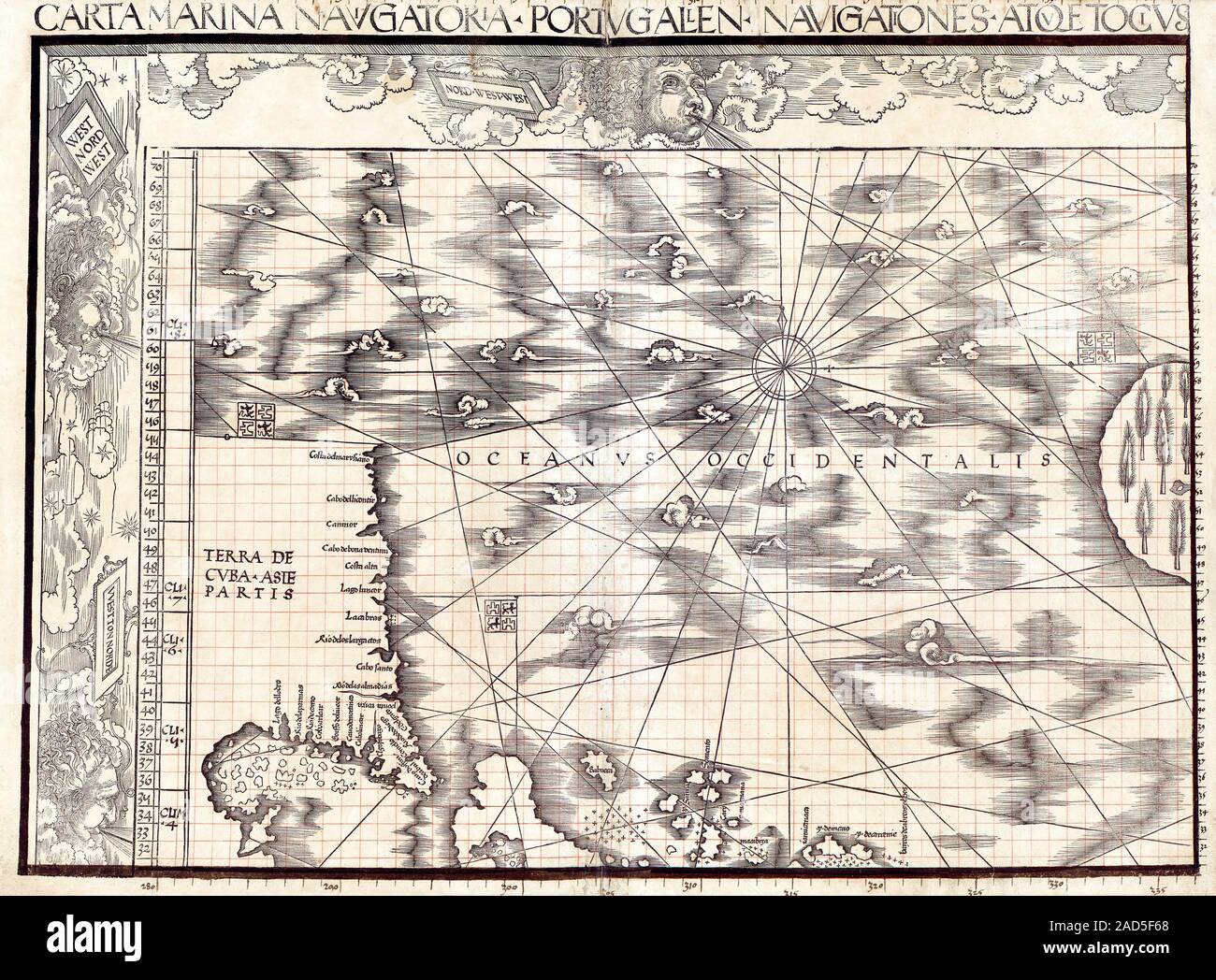 Section of Waldseemuller's Carta Marina. This is the top left corner of ...