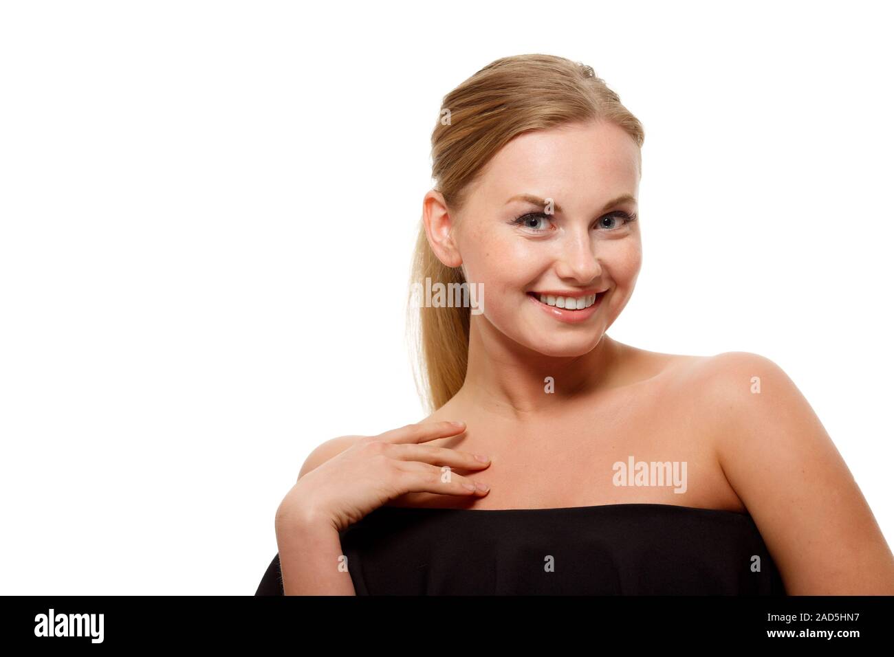 Woman on clean white background Stock Photo - Alamy